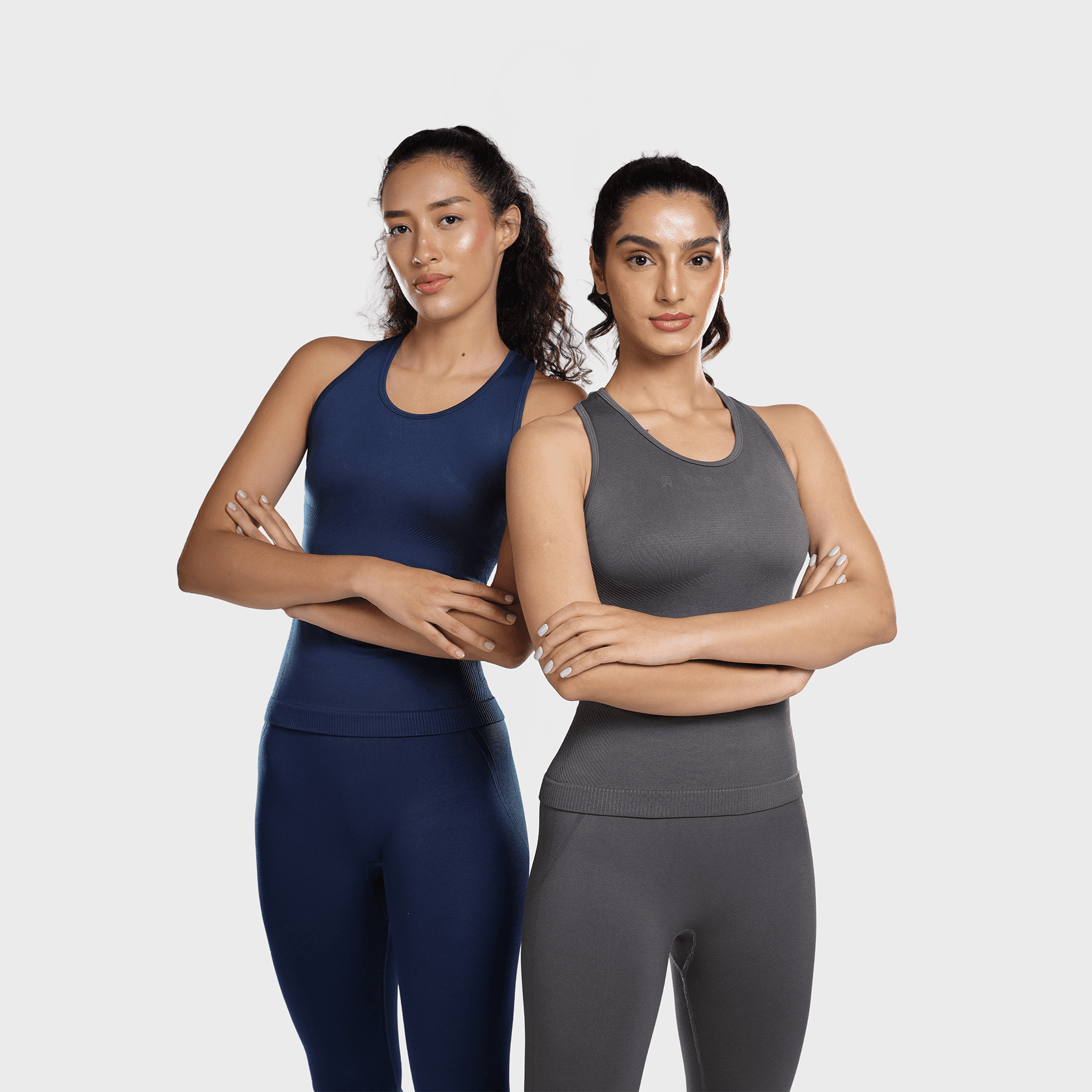Pack of 2: Luna Seamless Tanks - Grey Stone & Eclipse Blue